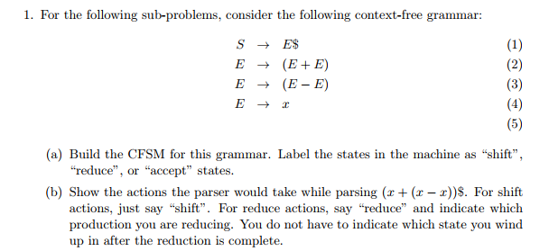Solved 1. For the following sub-problems, consider the | Chegg.com Solved 1. For the following sub-problems, consider the | Chegg.com