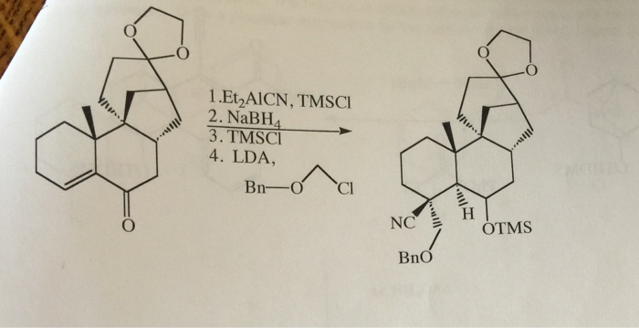 Solved 1 .Et AICN, TMSCI 2. NaBH 3.TMSCI 4. LDA, Cl e H BnO | Chegg.com