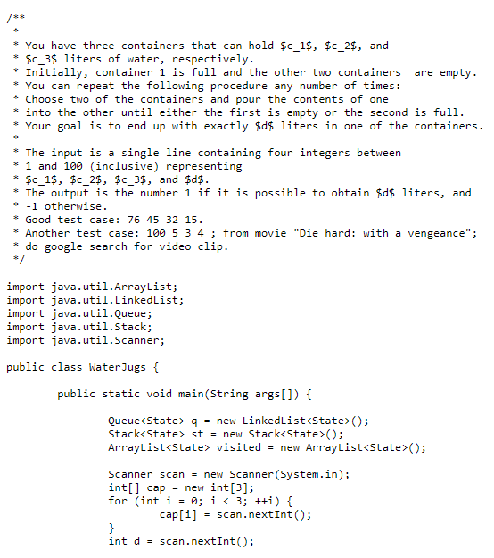 You have three jugs that can hold c1, c2, and c3 | Chegg.com