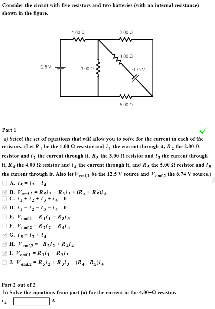 Solved Consider the circuit with five resistors and two | Chegg.com