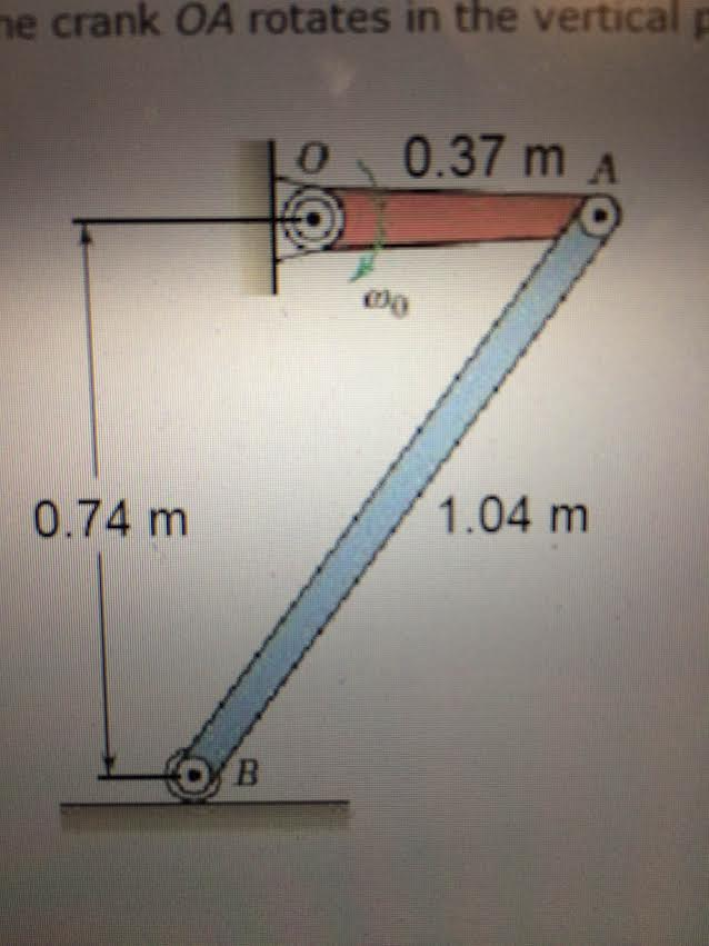 Solved The crank OA rotates in the vertical plane with a | Chegg.com