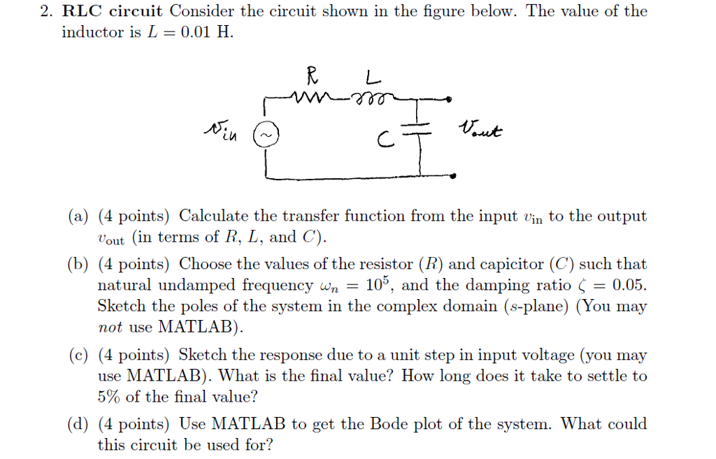 Solved RLC circuit Consider the circuit shown in the figure | Chegg.com