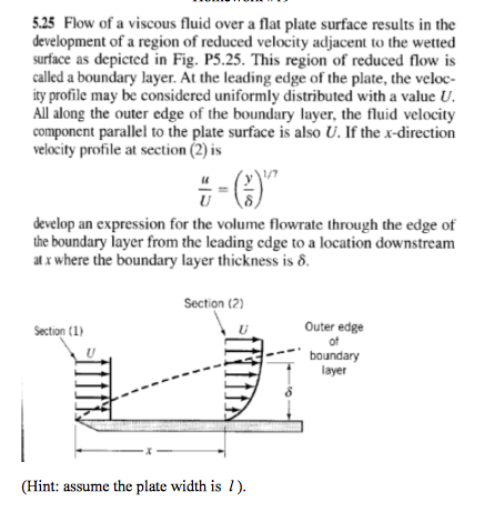 Solved 5.25 Flow of a viscous fluid over a fiat plate | Chegg.com