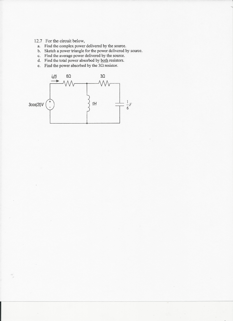 Solved For the circuit below, a. Find the complex power | Chegg.com