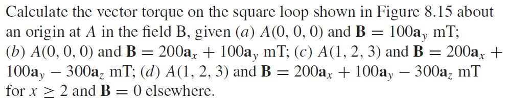 Solved Calculate the vector torque on the square loop shown | Chegg.com