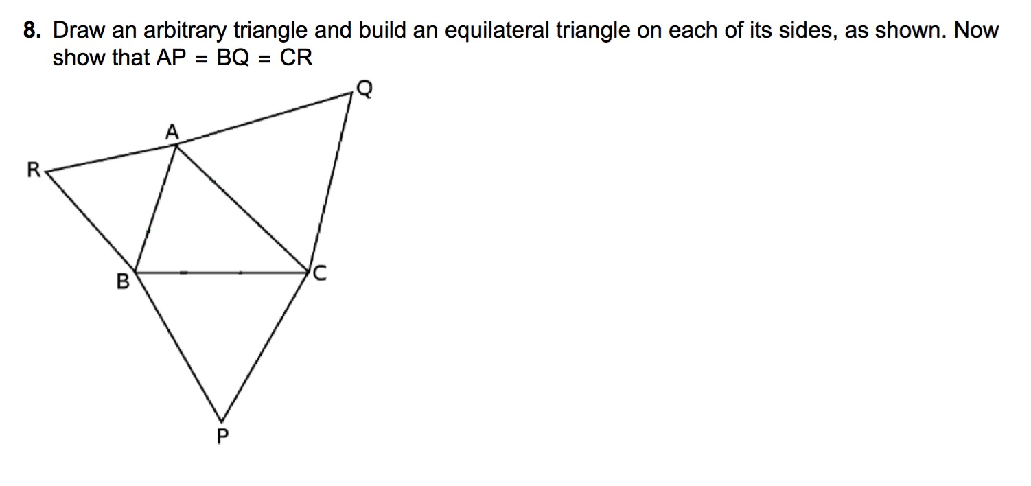 Solved Draw an arbitrary triangle and build an equilateral | Chegg.com