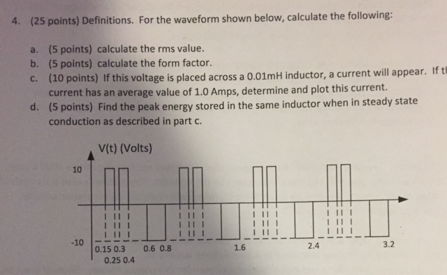 Solved Definitions. For the waveform shown below, calculate | Chegg.com