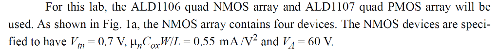 Solved For this lab, the ALD1106 quad NMOS array and ALDI | Chegg.com