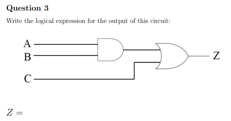 Solved Question 3 Write the logical expression for the | Chegg.com