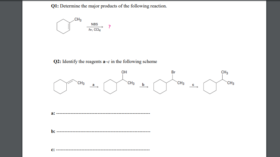 Solved Q1: Determine the major products of the following | Chegg.com