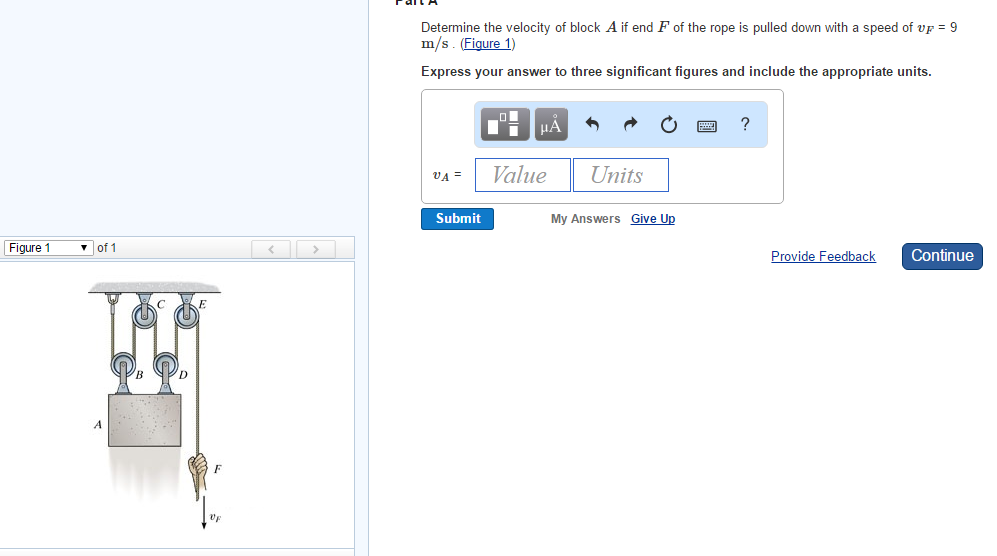 Solved Determine the velocity of block A if end F of the | Chegg.com