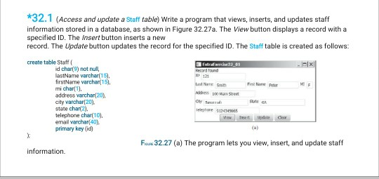 Solved *32.1 (Access and update a Staff table) Write a | Chegg.com