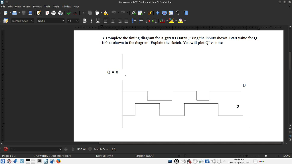 Solved Complete The Timing Diagram For A Gated D Latch 1037