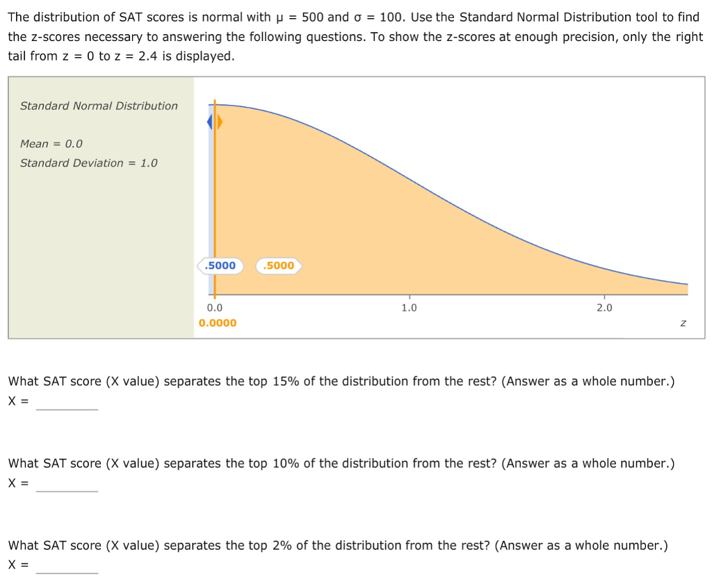 Solved The distribution of SAT scores is normal with μ = 500 | Chegg.com