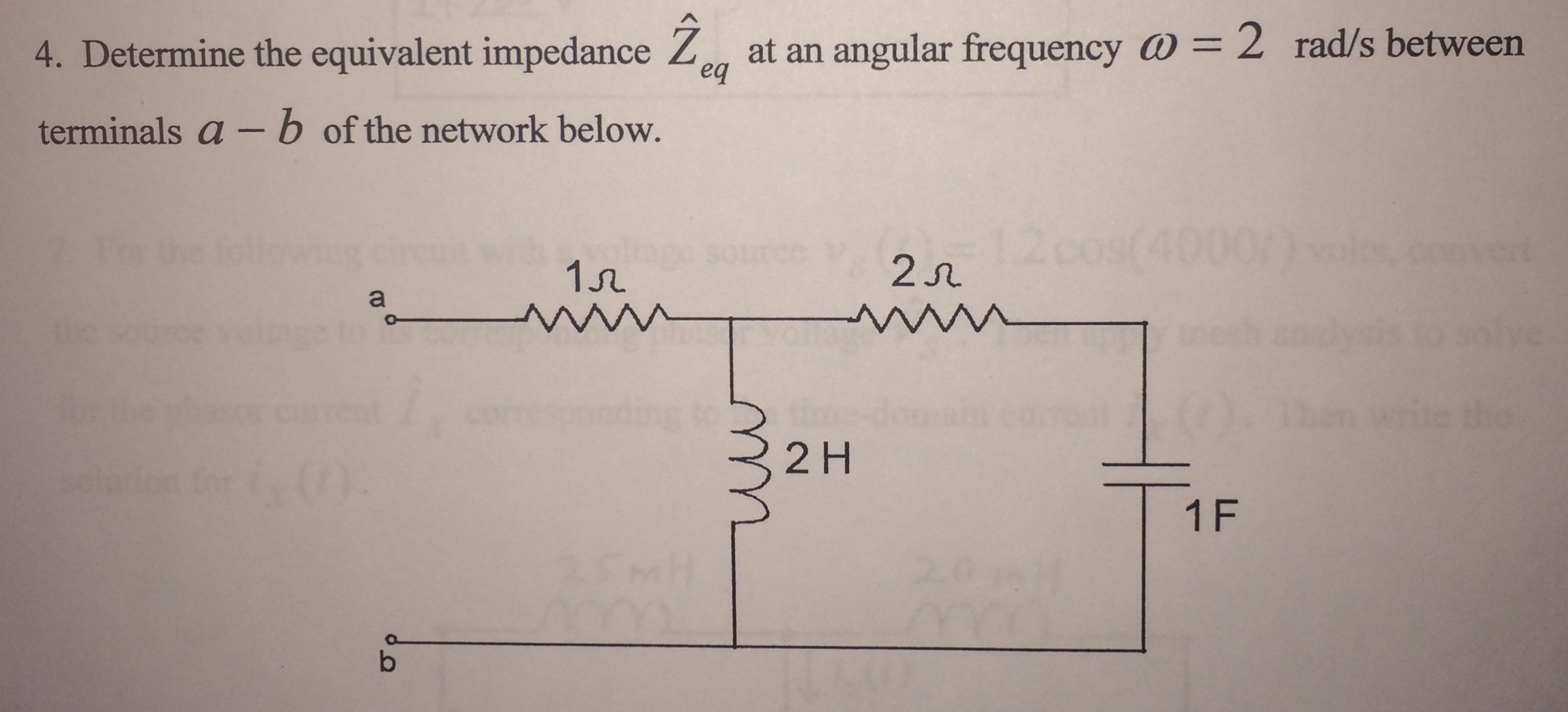 Solved Determine the equivalent impedance Zeq at an angular | Chegg.com