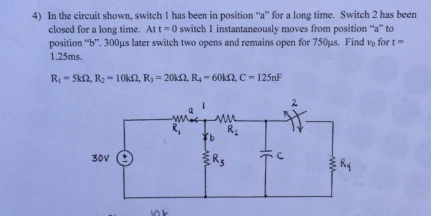 Solved In the circuit shown. Switch 1 has been in position | Chegg.com