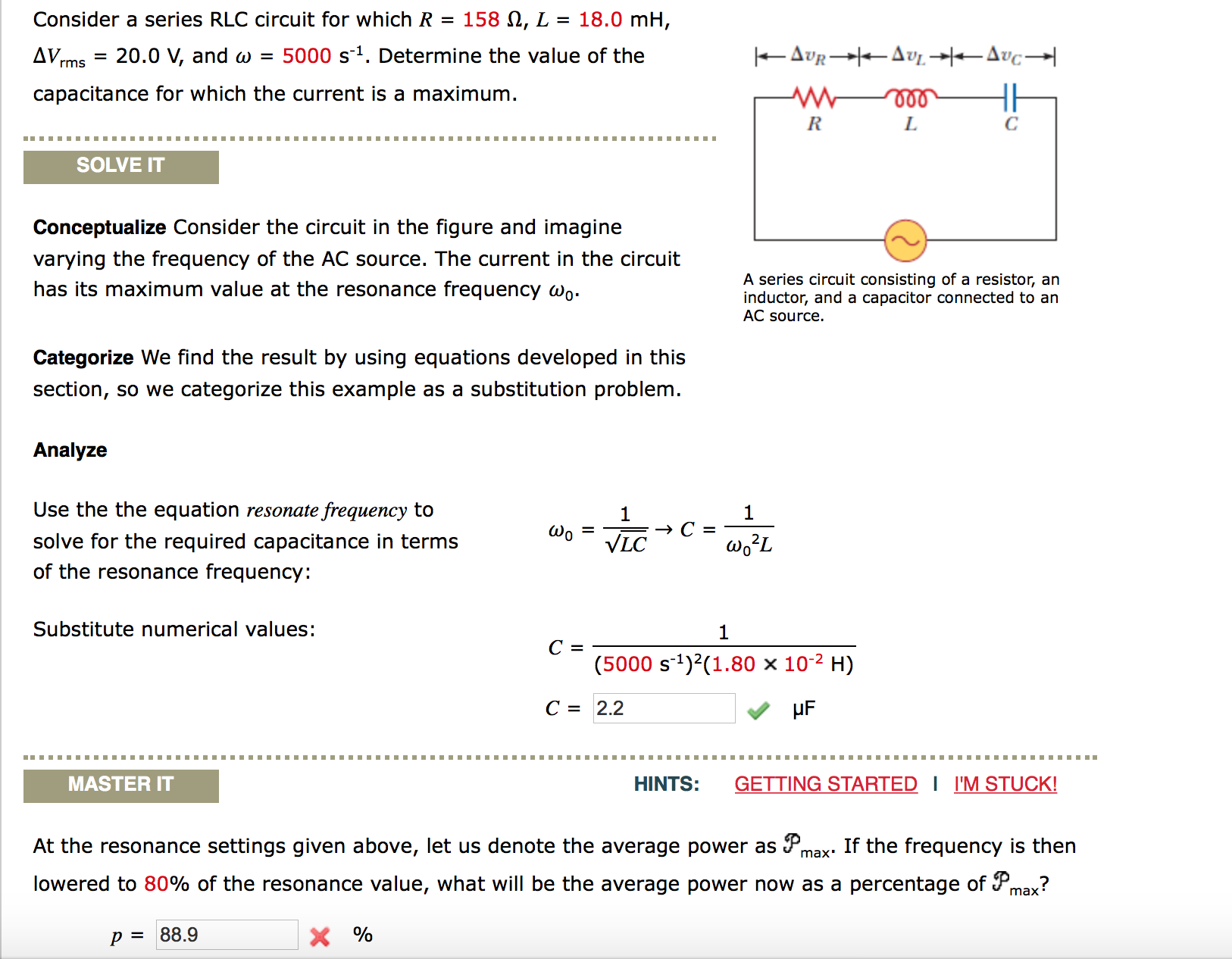 Solved Consider a series RLC circuit for which R = 158 Ohm, | Chegg.com
