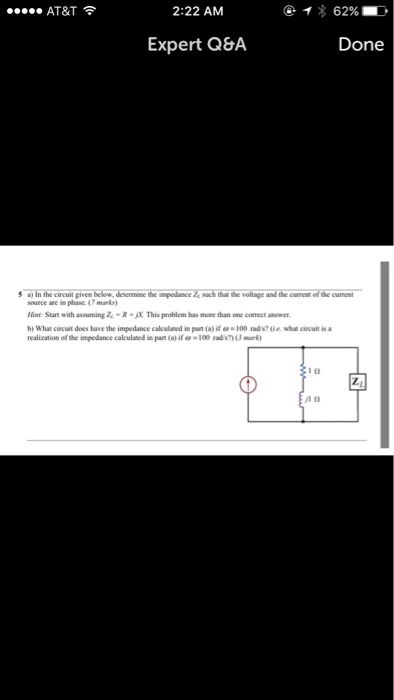 Solved In the circuit given below, determine the impedance | Chegg.com