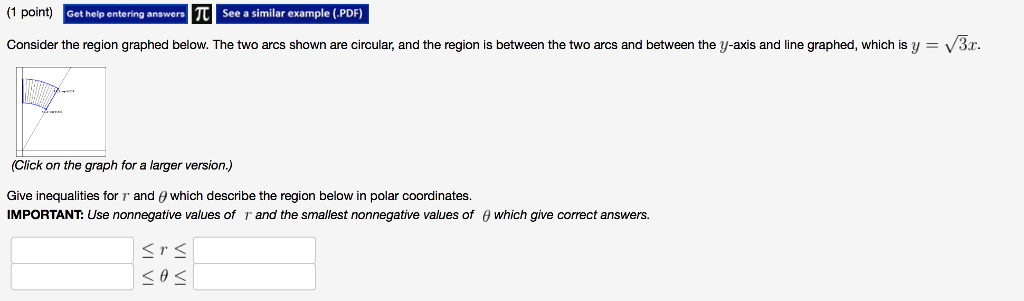 Solved Consider the region graphed below. The two arcs shown | Chegg.com