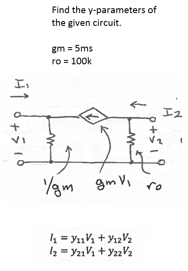 Solved Find the y-parameters of the given circuit. gm = 5ms | Chegg.com