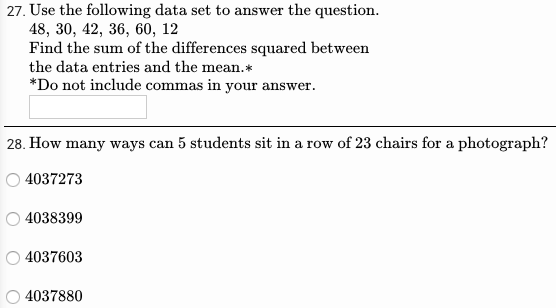 Solved 27. Use the following data set to answer the | Chegg.com