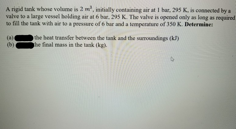 Solved A rigid tank whose volume is 2 m2, initially | Chegg.com