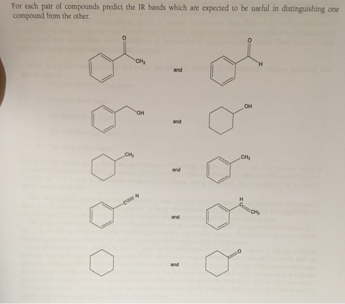 Solved For each pair of compounds predict the IR bands which | Chegg.com