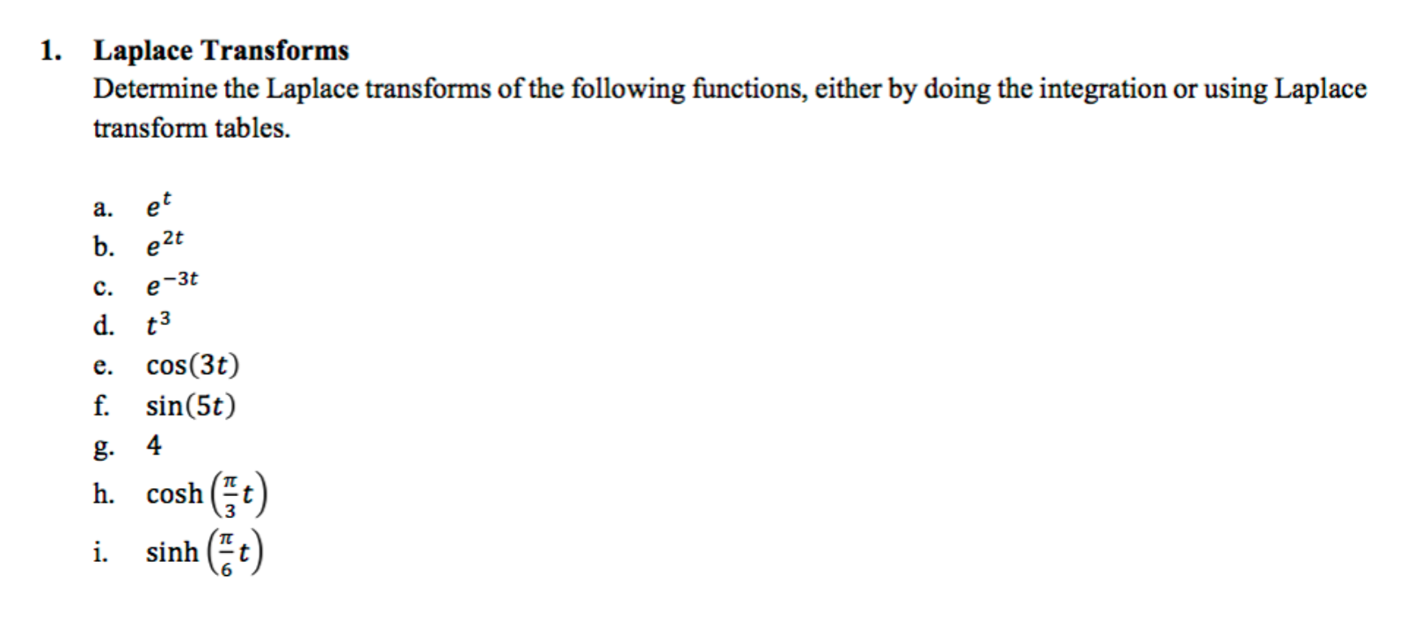 Solved Laplace Transforms Determine The Laplace Transforms
