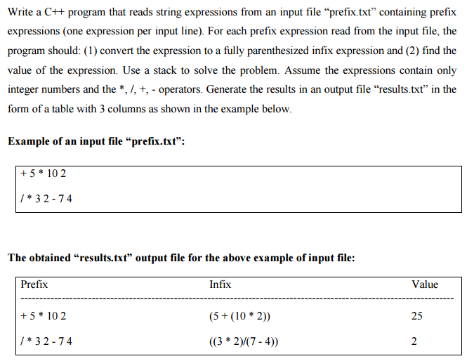 Solved Write a C++ program that reads string expressions | Chegg.com