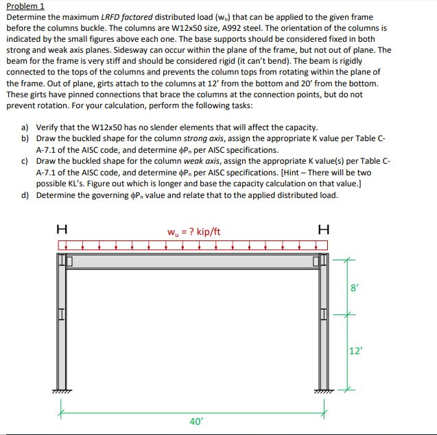 Solved Problem 1 Determine the maximum LRFD factored | Chegg.com