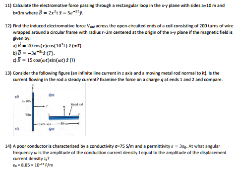 Solved 11 Calculate the electromotive force passing through | Chegg.com