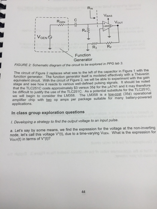 Solved 1 VBIAS VouT R4 VGEN R3 RF Function Generator FIGURE | Chegg.com