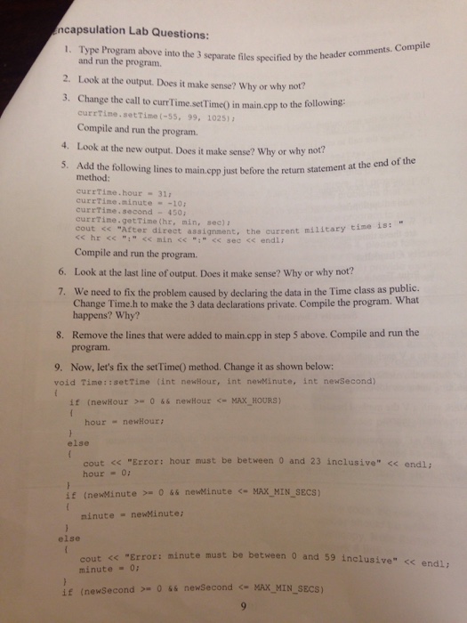 Solved ram 3. Encapsulation gram 3, ro u file Time.h class | Chegg.com