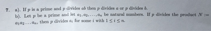 Solved If p is a prime and p divides ab then p divides a or | Chegg.com