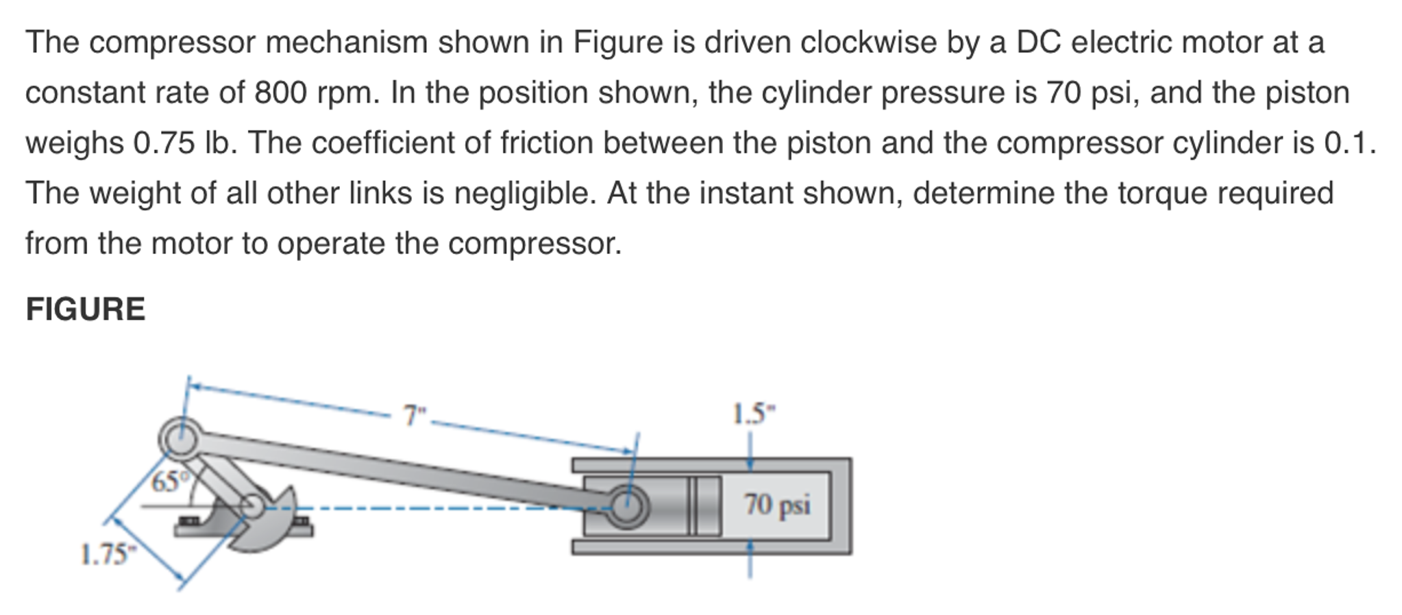 Determine the Torque required from the motor to | Chegg.com
