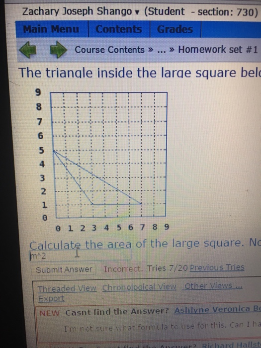 Solved The truangle inside the large square below has an | Chegg.com