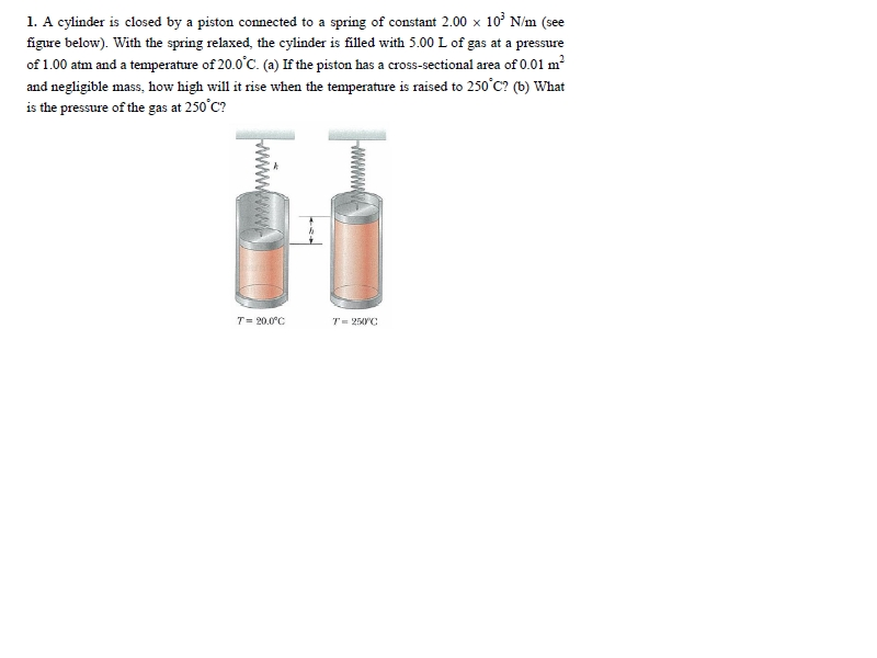 Solved A cylinder is closed by a piston connected to a | Chegg.com