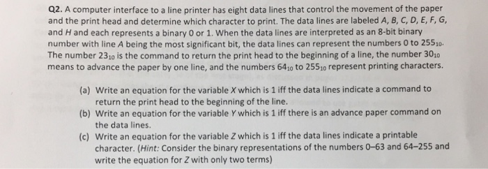 Solved A computer interface to a line printer has eight data | Chegg.com