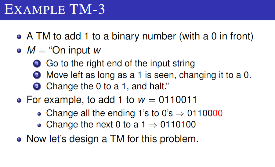 Solved Example Tm 3 ·a Tm To Add 1 To A Binary Number With 7169