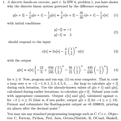 Solved 1. A discrete hands-on erercise, part 1. In HW 6, | Chegg.com