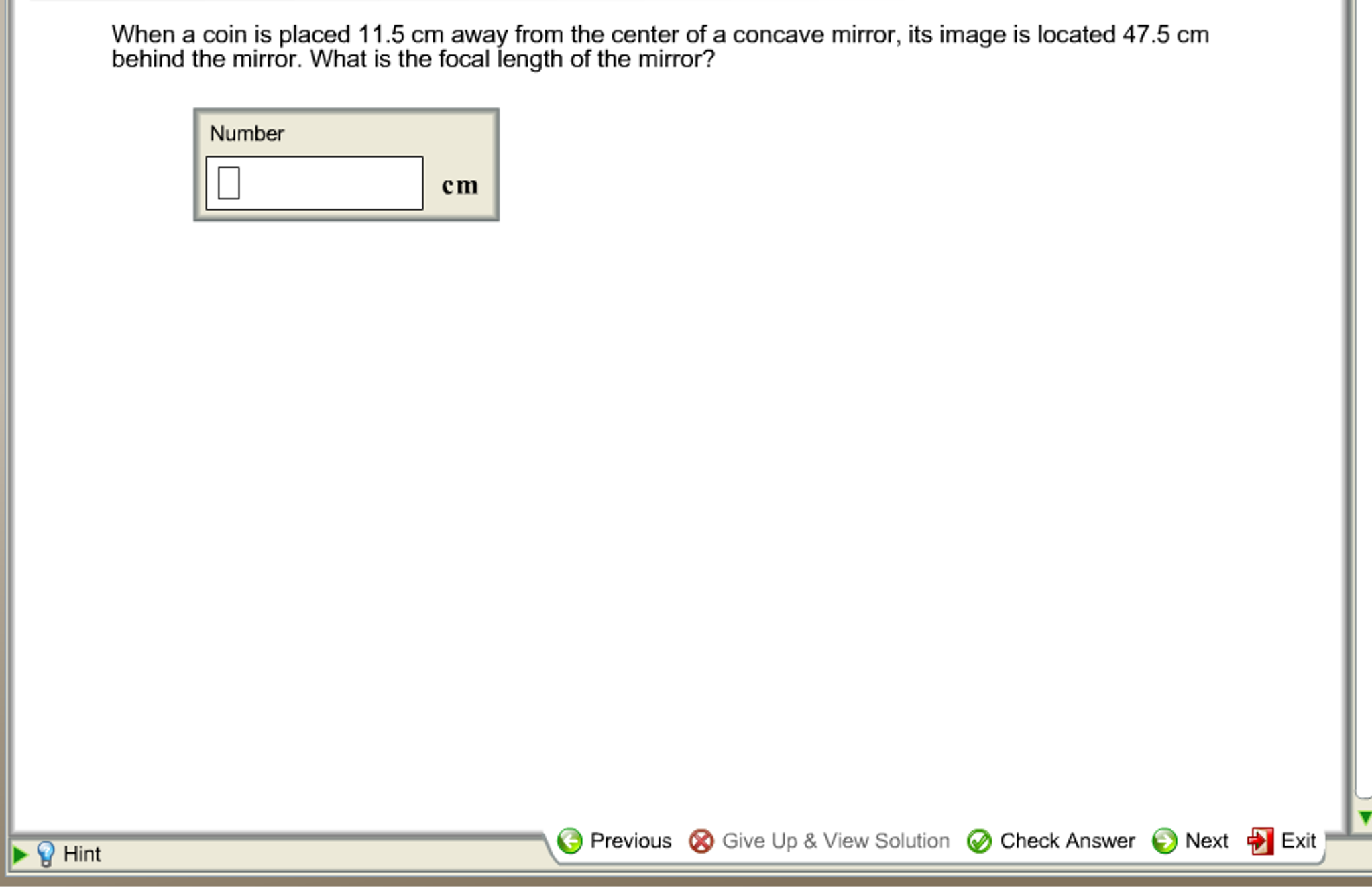 Solved When a coin is placed 11.5 cm away from the center of | Chegg.com