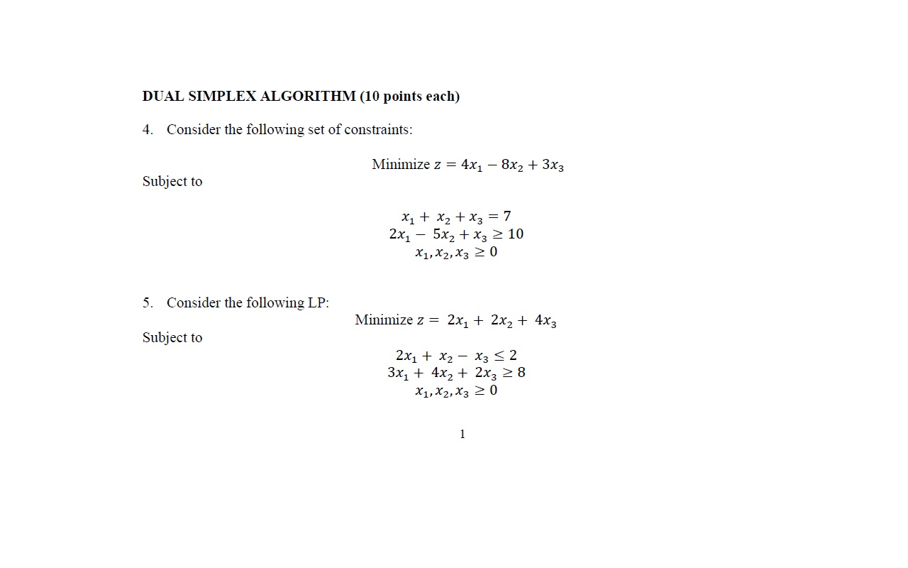 Solved Consider The Following Set Of Constraints Minimize