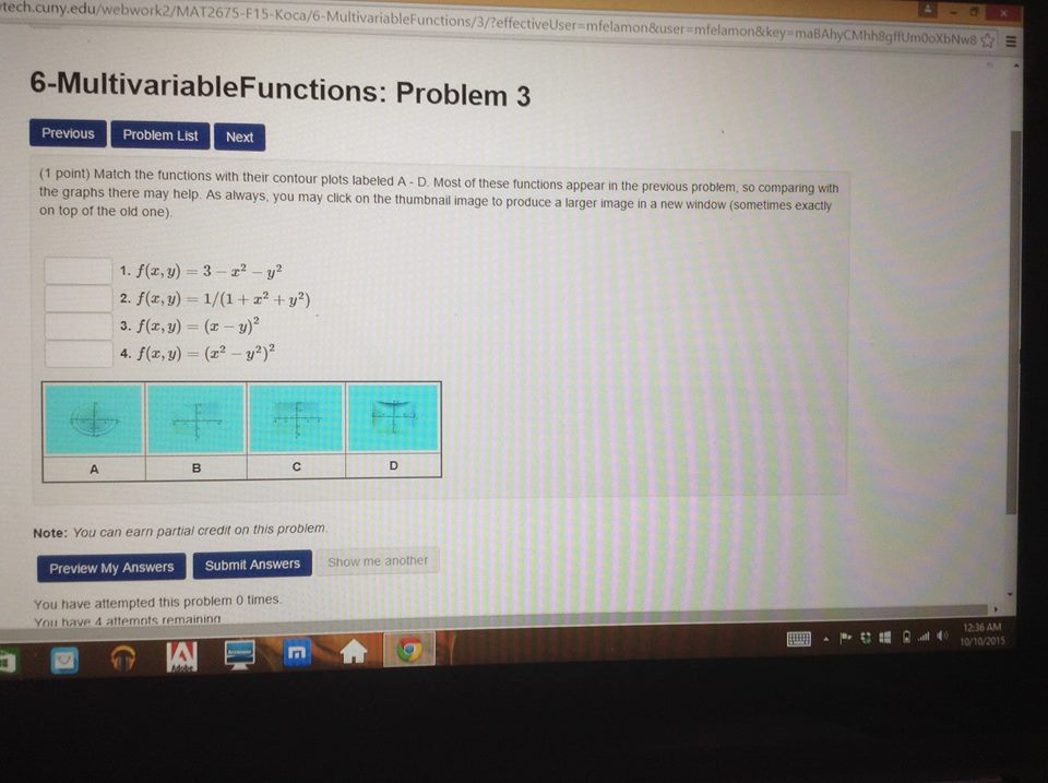 Solved Match the functions with their contour plots labeled | Chegg.com