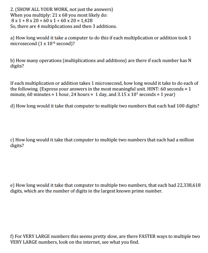 Solved (SHOW ALL YOUR WORK, not just the answers) When you | Chegg.com