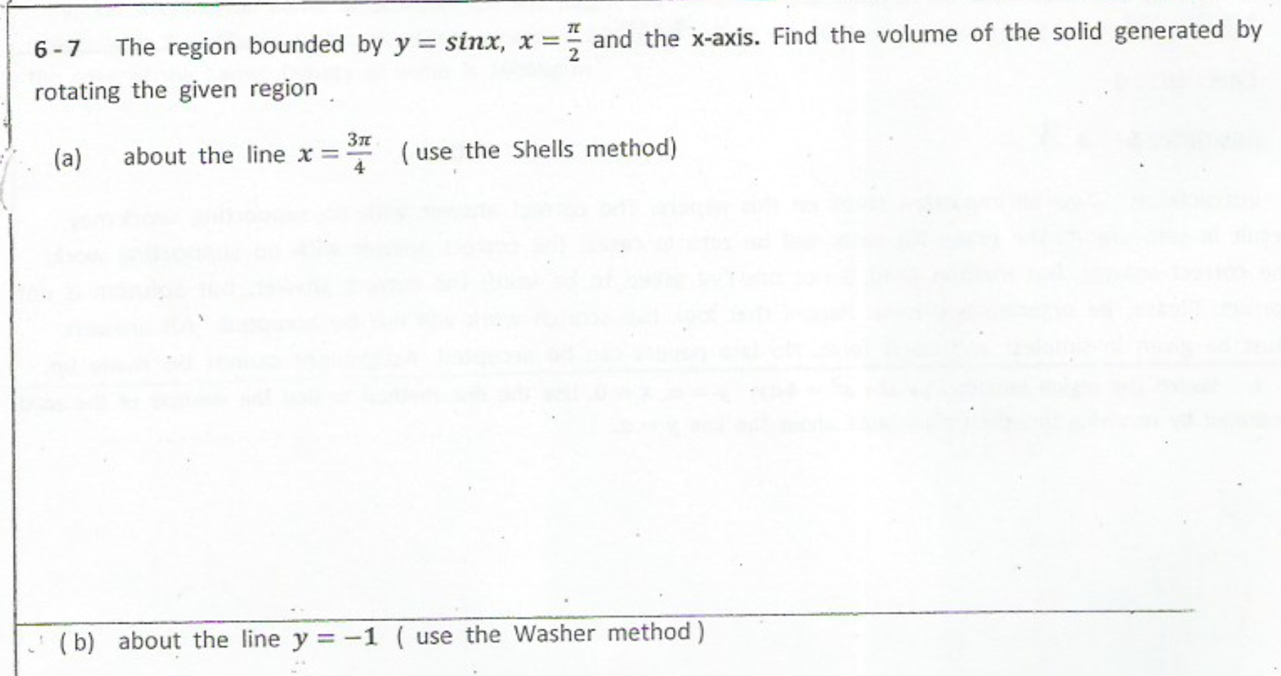 Solved The Region Bounded By Y Sinx X Pi 2 And The