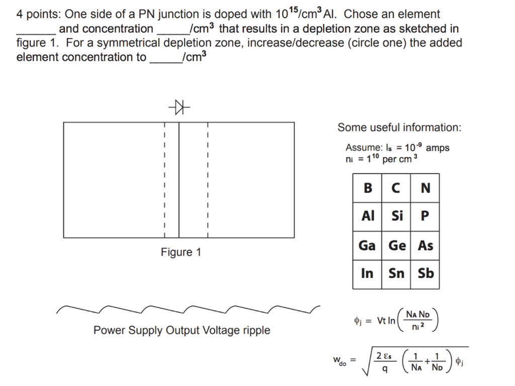 Solved 4 points: One side of a PN junction is doped with | Chegg.com