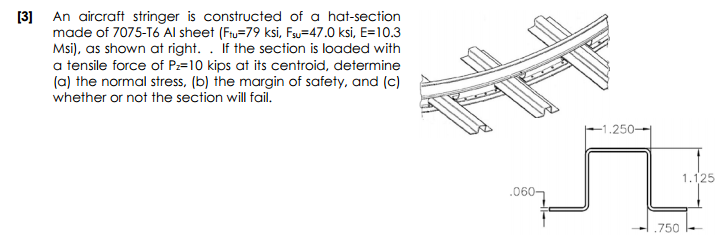 Solved An aircraft stringer is constructed of a hat-section | Chegg.com