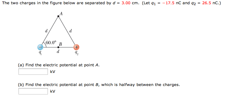 Solved The two charges in the figure below are separated by | Chegg.com