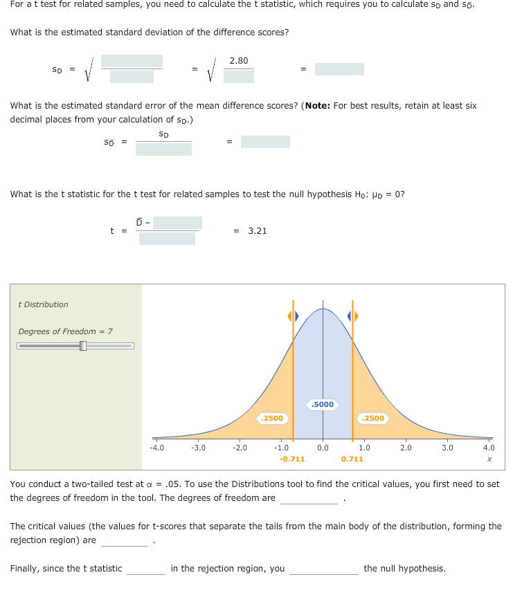 Solved For a t test for related samples, you need to | Chegg.com