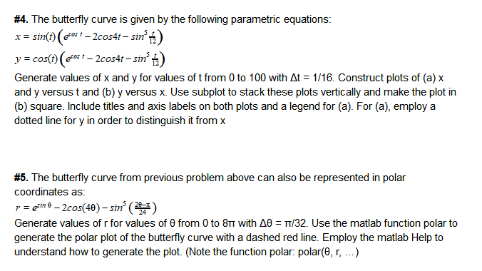 Solved The butterfly curve is given by the following | Chegg.com